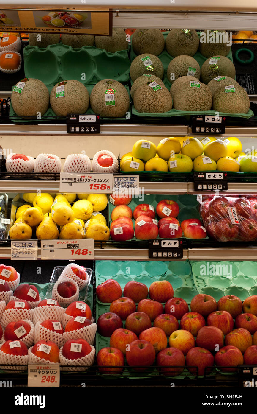 Fruit on display at a Japanese supermarket. Fruit in Japan is eaten as ...