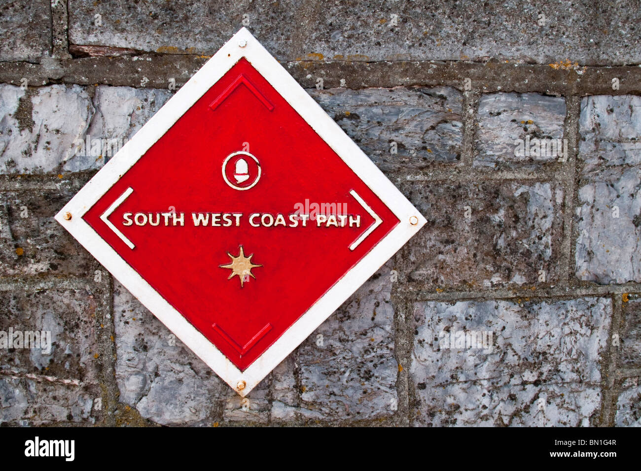 South West Coast Path sign, Plymouth, Devon, England, Great Britain ...