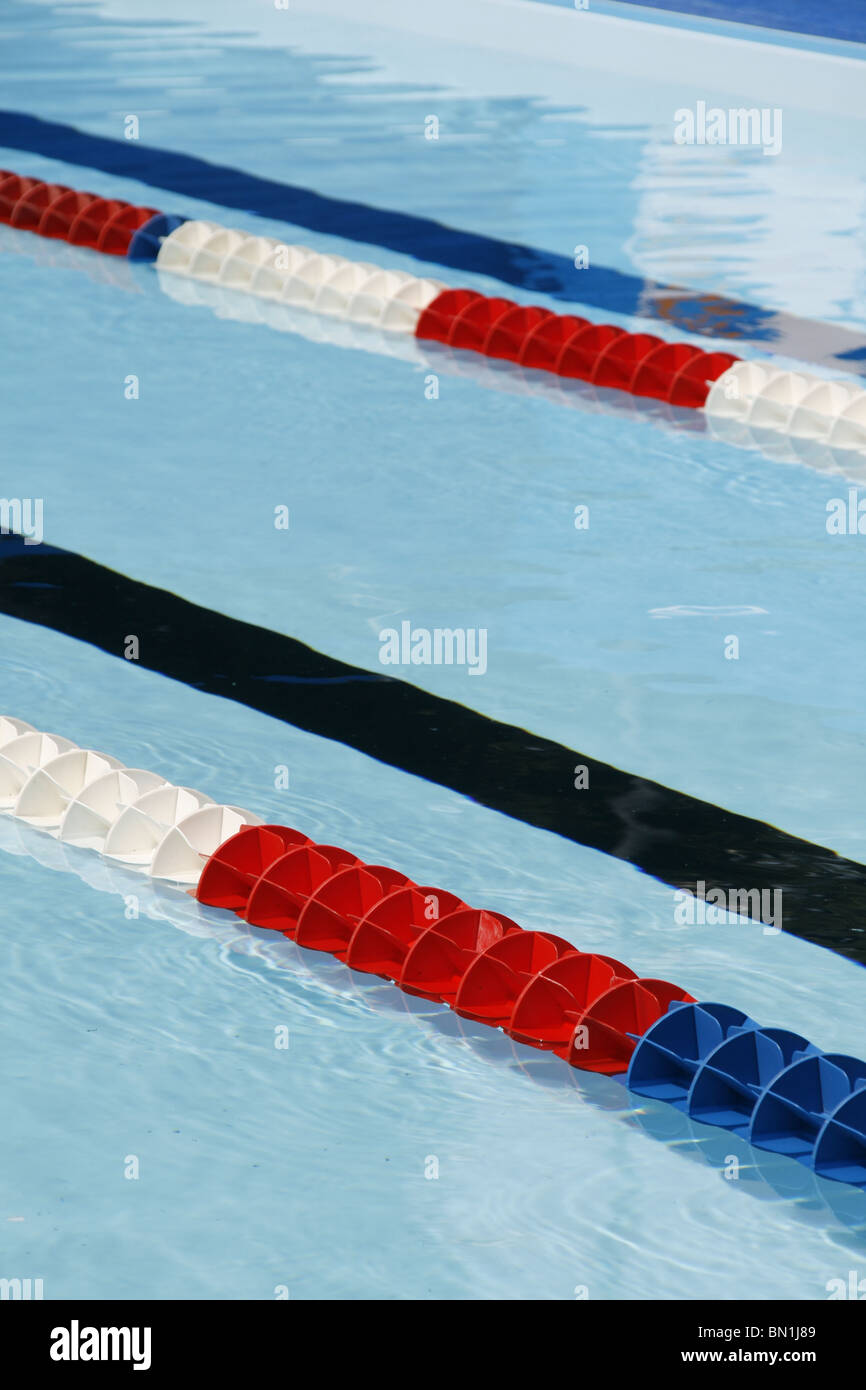 empty olympic type swimming pool with lanes Stock Photo - Alamy