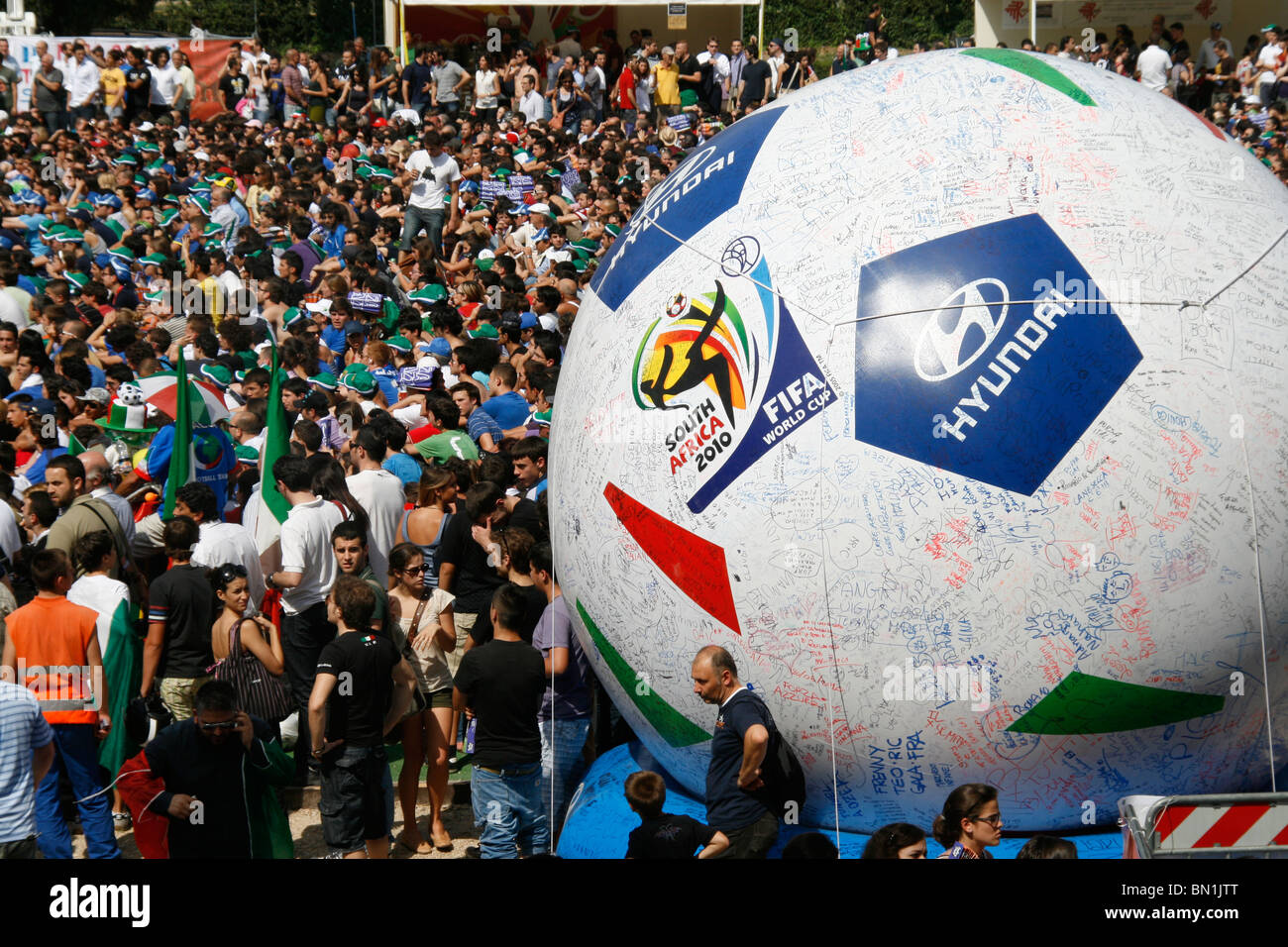 italian supporters watching italy v slovakia at world cup fan fest ...