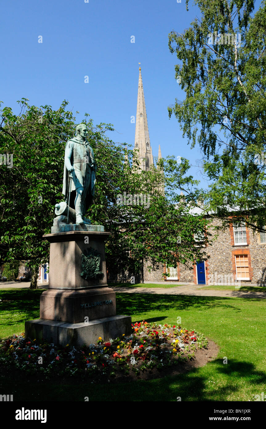 Statue of Wellington in the grounds of Norwich Cathedral, Norwich ...