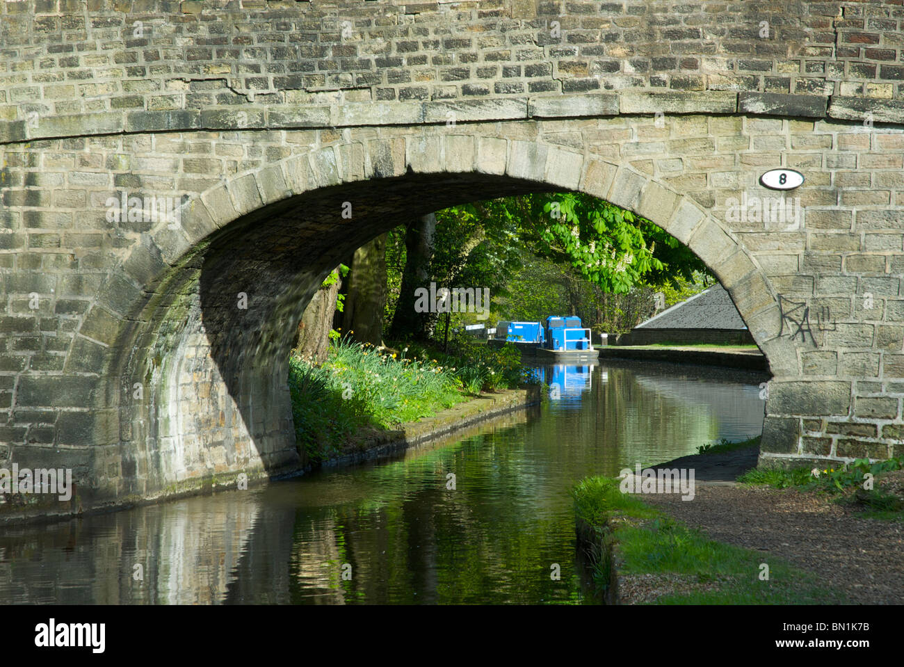 The Rochdale Canal at Brearley, Calderdale, West Yorkshire, England uk ...