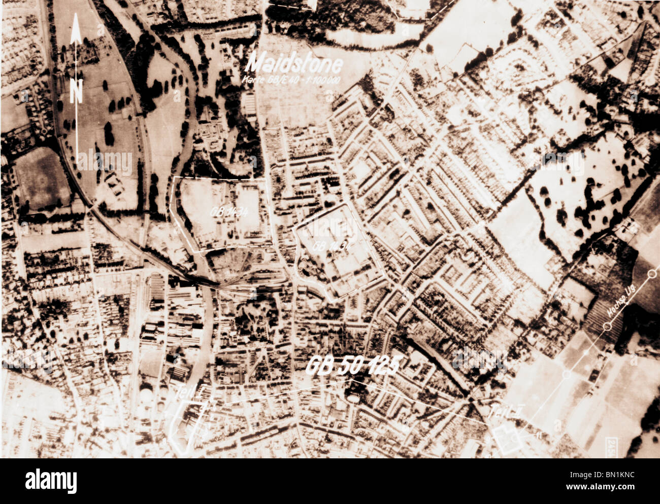 Maidstone - Kent 1940 Army Training Camp & Power Station Stock Photo ...
