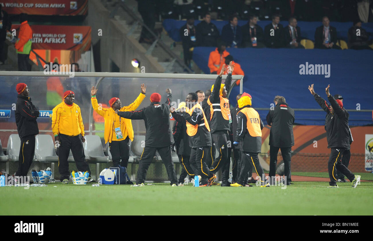 GHANA BENCH CELEBRATE GOAL USA V GHANA ROYAL BAFOKENG STADIUM ...