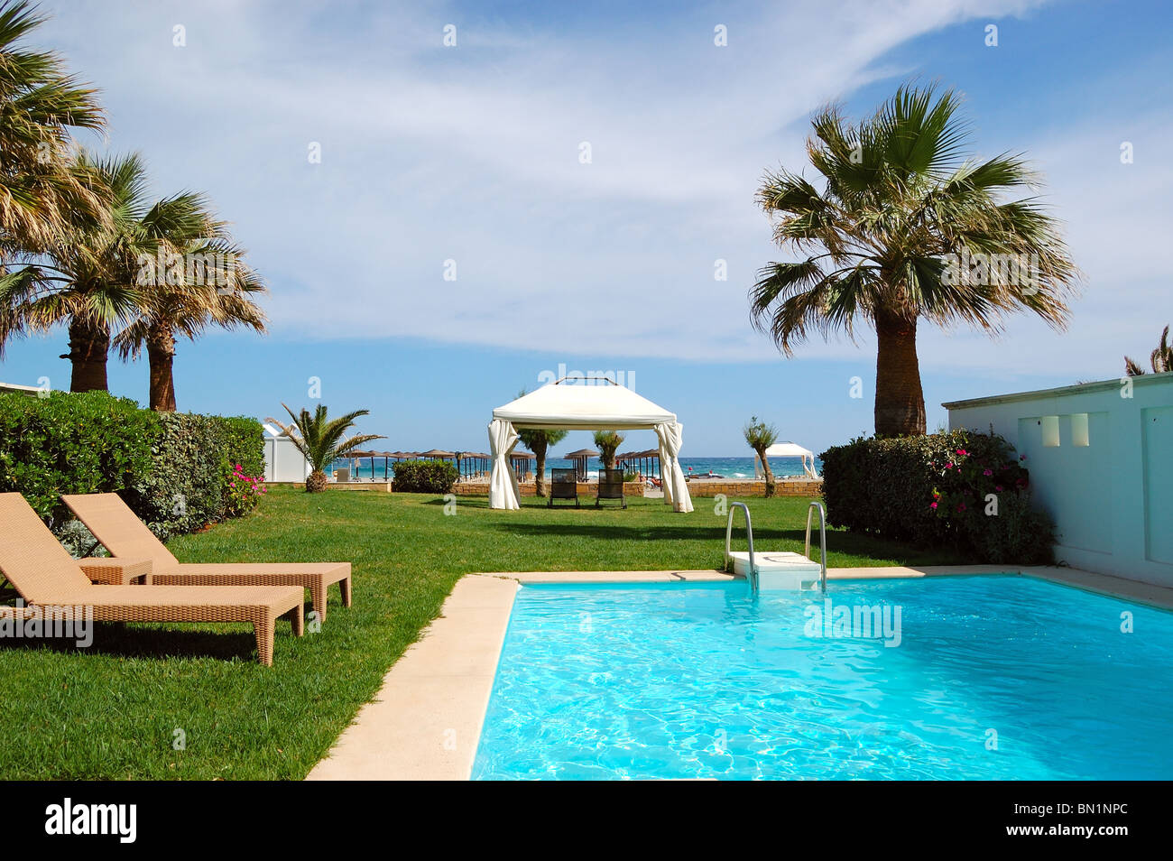 Swimming pool at luxury villa, Crete, Greece Stock Photo - Alamy