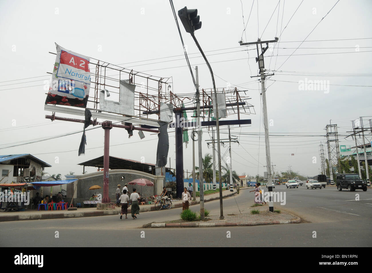 Street shows damage caused by tropical cyclone Nargis in center of ...