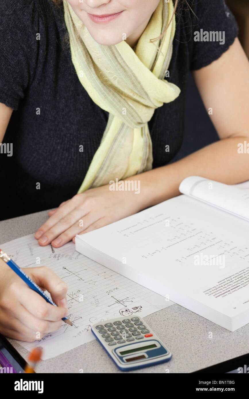 High school student completing classwork Stock Photo - Alamy