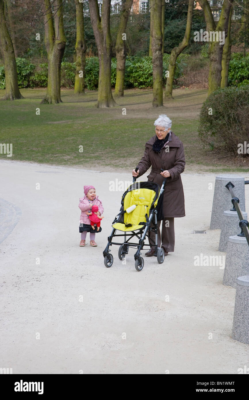 grandmother as child minder Stock Photo - Alamy