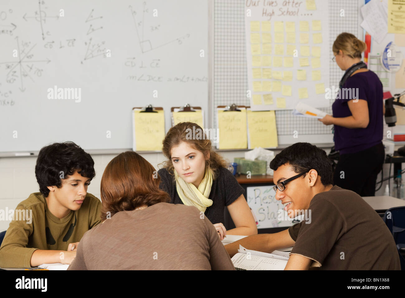 High school students studying together in class Stock Photo - Alamy