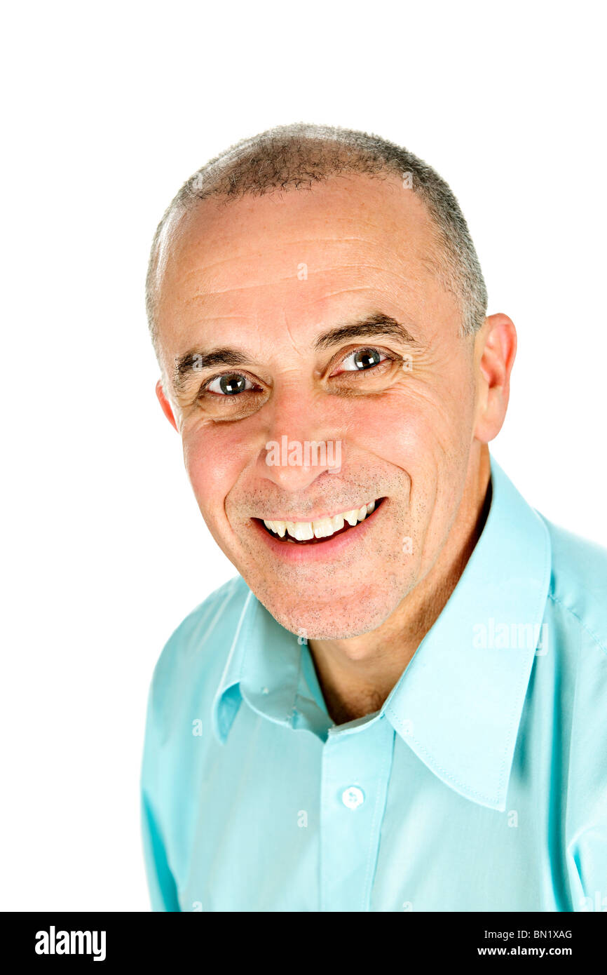 Portrait of smiling middle aged man isolated on white background Stock ...