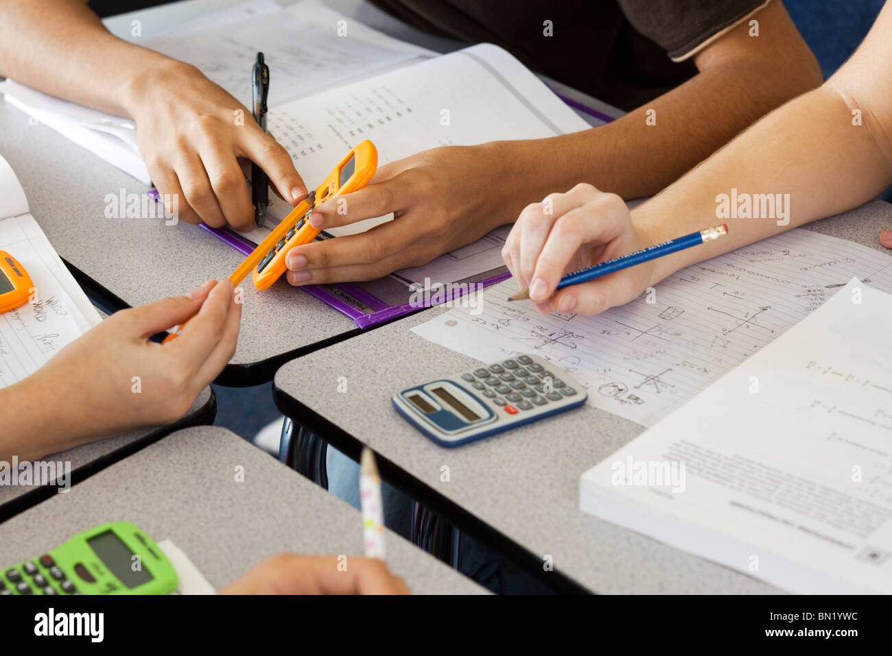Students studying math together Stock Photo - Alamy