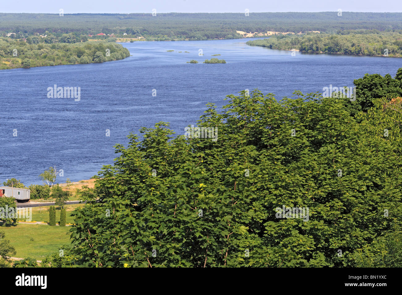 View of Dnieper river from Taras hill, Kaniv, Cherkasy Oblast, Ukraine ...