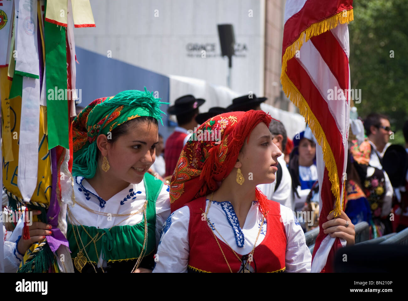 A Portuguese group prepares to march in the International Immigrants ...