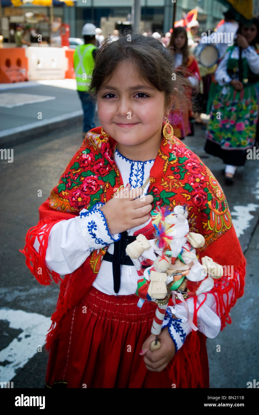 A Portuguese child marches in the International Immigrants Parade in ...