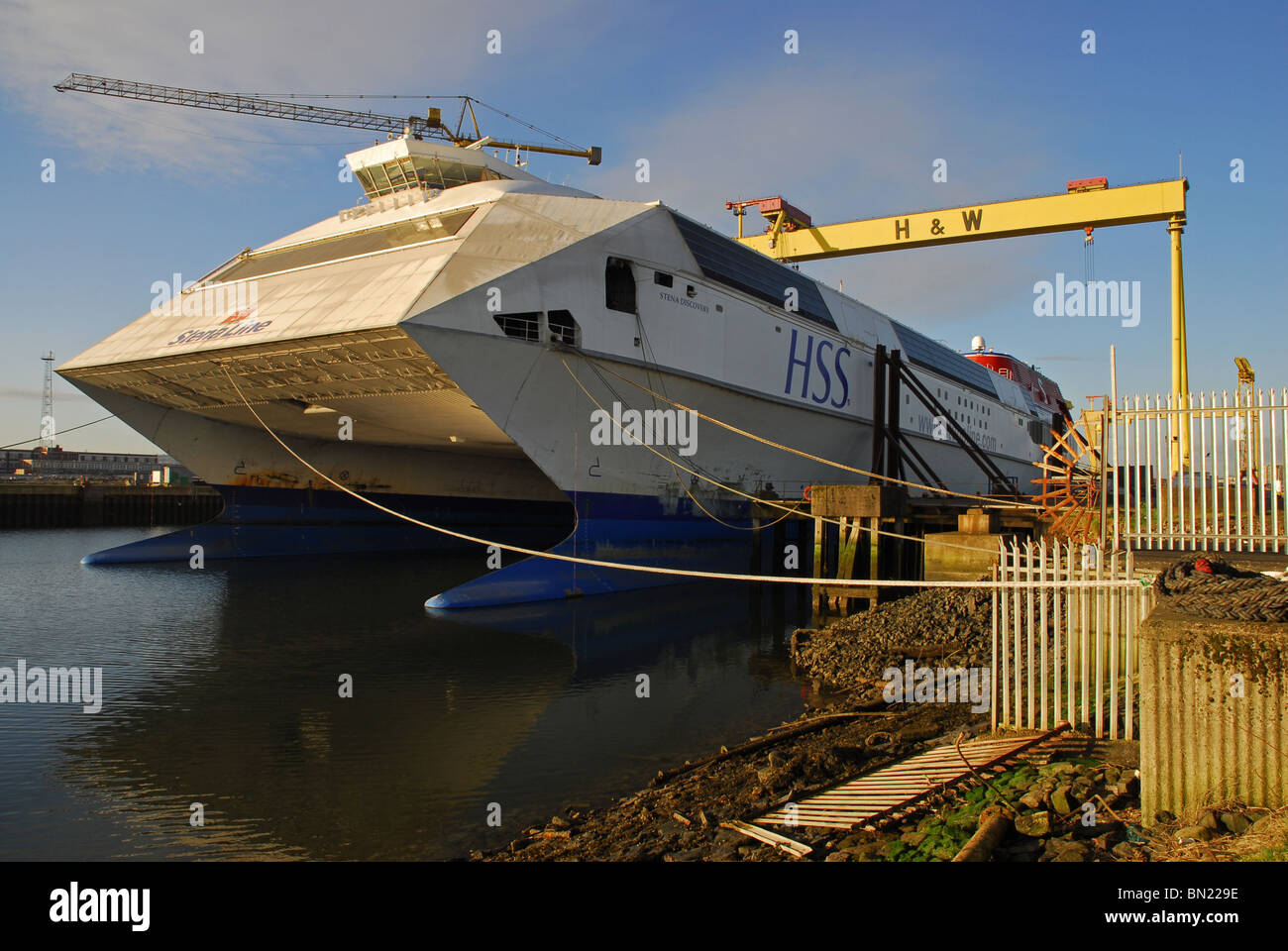 HSS ferry, Stena Discovery, Musgrave Channel, Belfast Stock Photo - Alamy