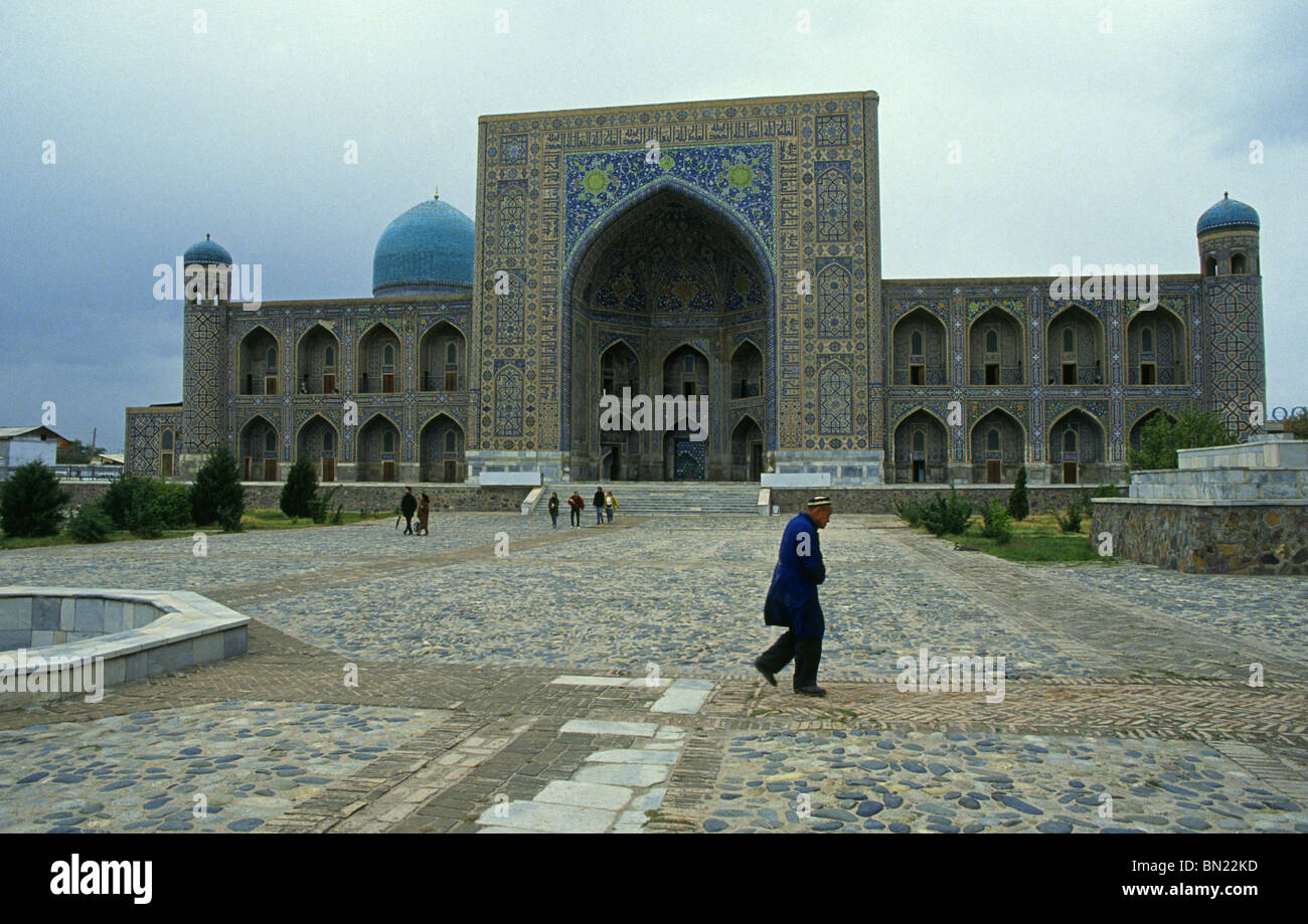The beautiful mosque and madrassa in Registan Square in the city of ...