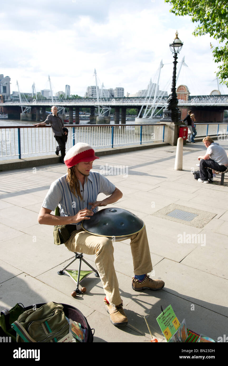 Daniel Waples plays a Hang, a Swiss designed instrument, on London's ...