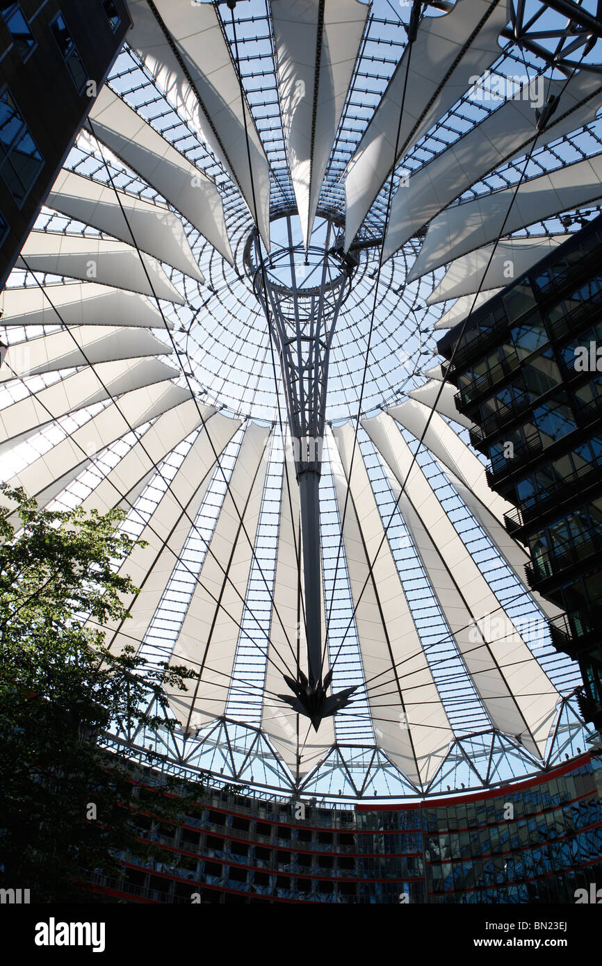 The dramatic canopy of the Sony center at Potsdamer platz Stock Photo ...