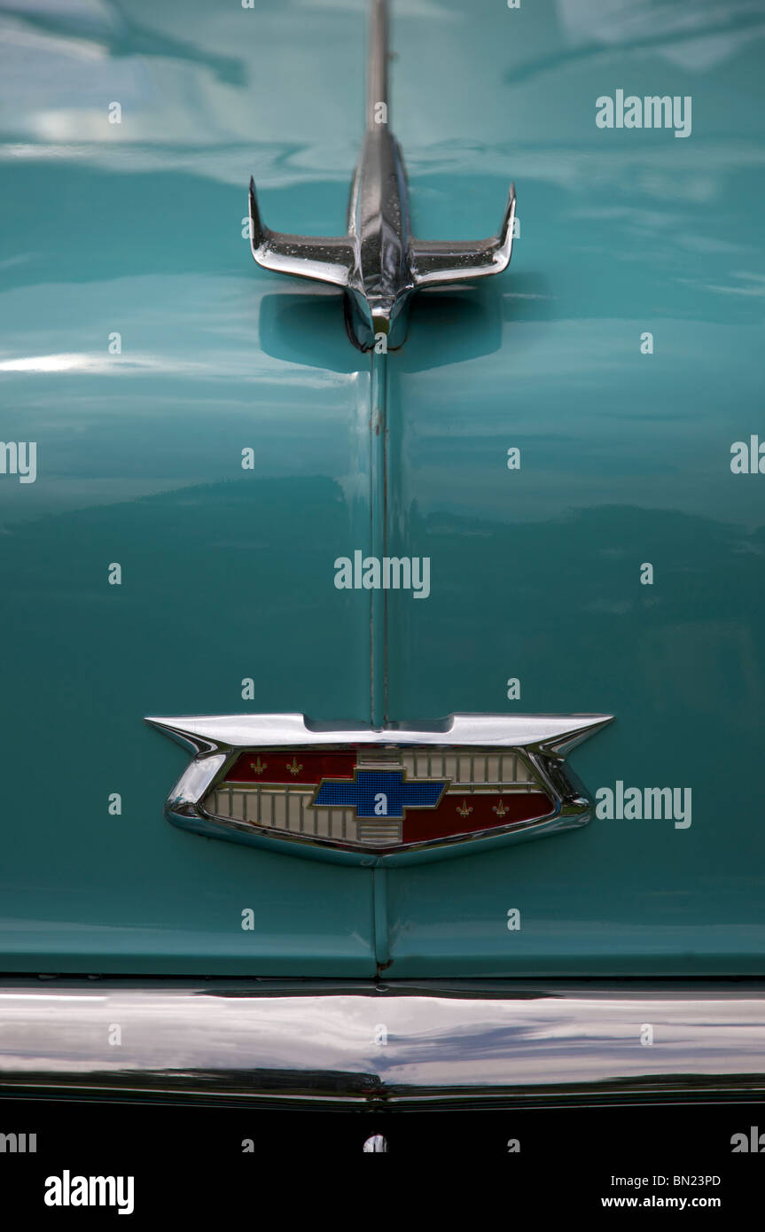Bonnet badge of Chevrolet Power Glide classic car Stock Photo - Alamy