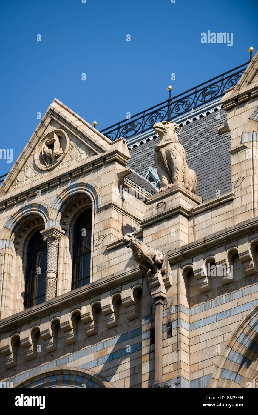 View of the windows and decorative brickwork on the exterior of the ...