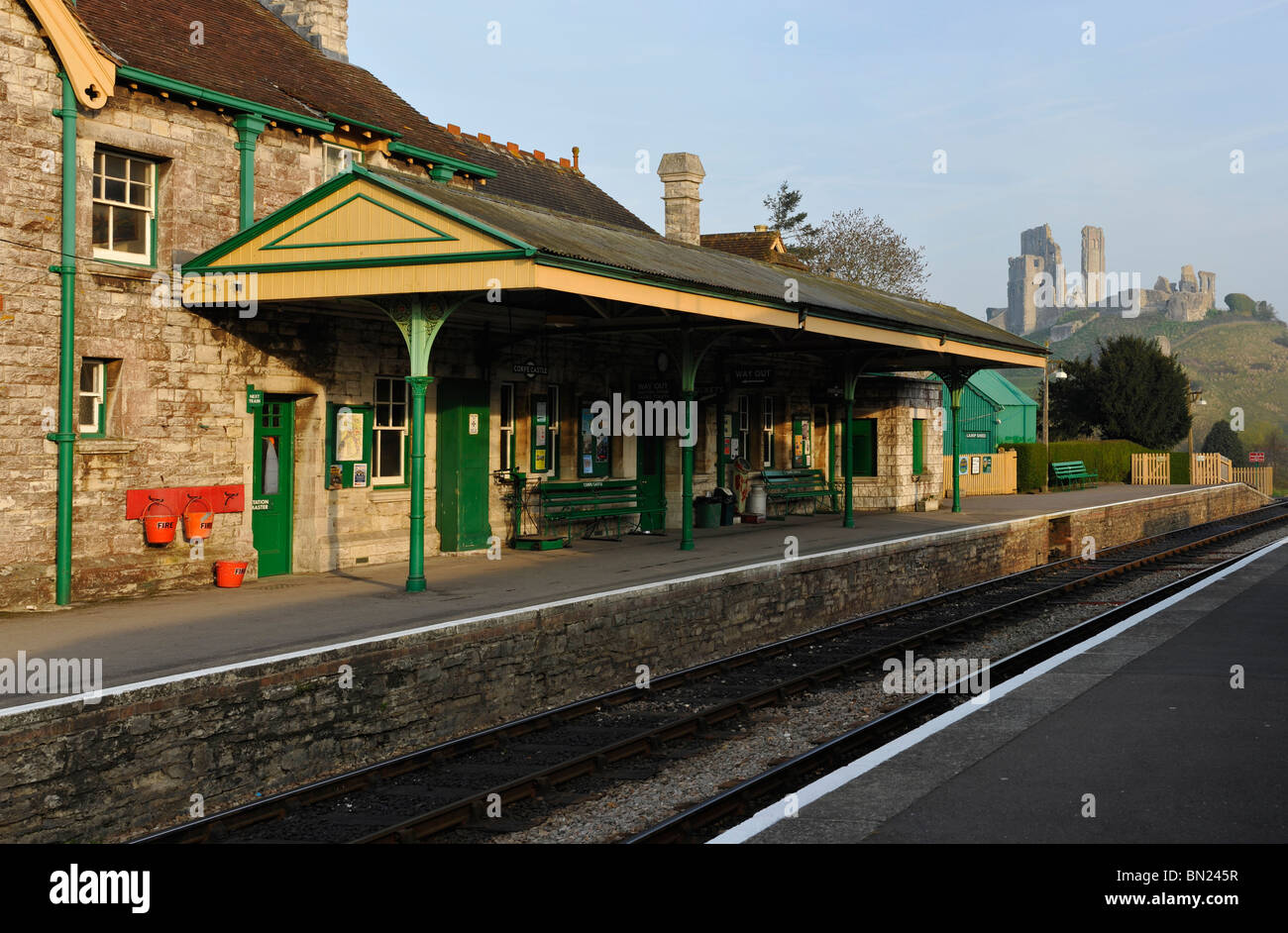 Corfe Castle Dorset. Railway station Stock Photo - Alamy