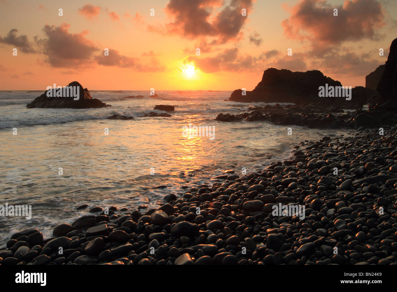 Sandymouth Bay -Sunset, North Cornwall, England, UK Stock Photo - Alamy