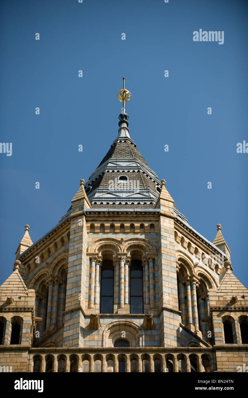 One of the two main towers of the Natural History Museum with a small ...