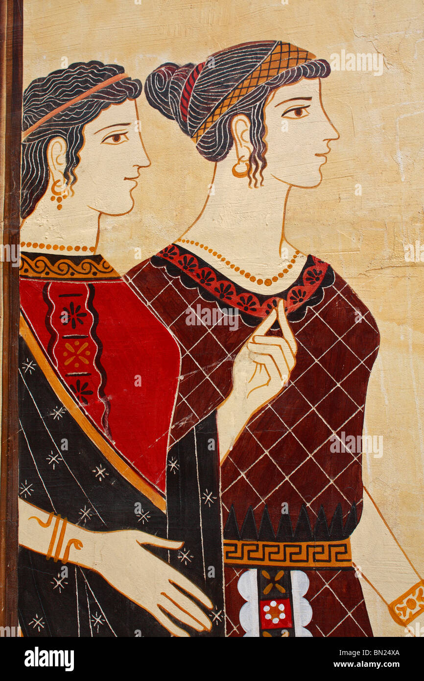 Wall Painting of Roman Ladies Pafos Paphos Cyprus Stock Photo - Alamy