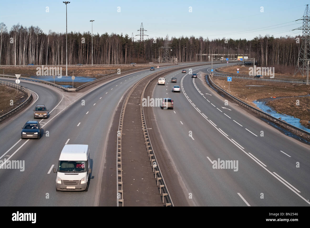 High-speed road and cars in Saint-Petersburg, Russia Stock Photo - Alamy