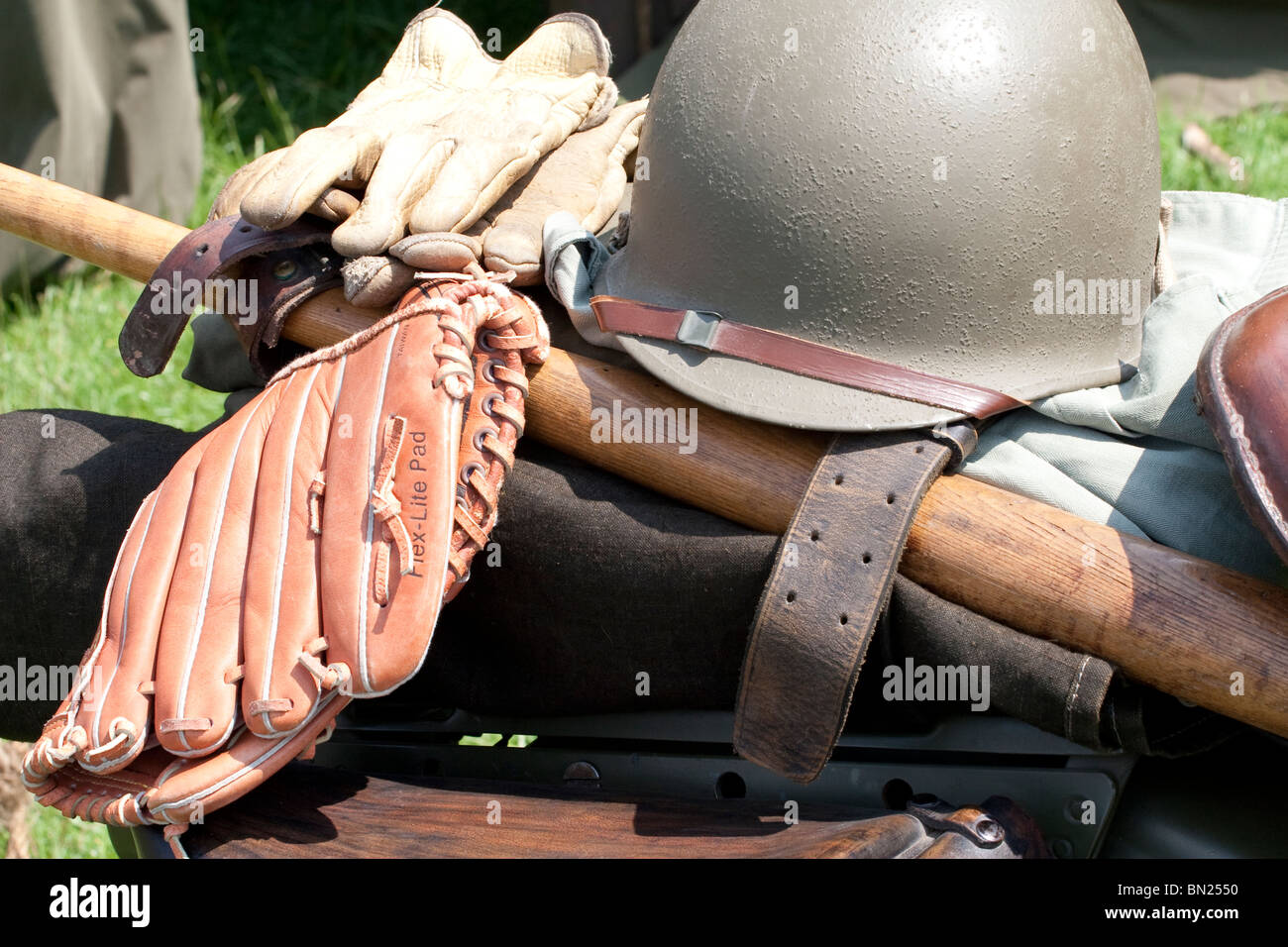 An old army motorbike on display Stock Photo - Alamy