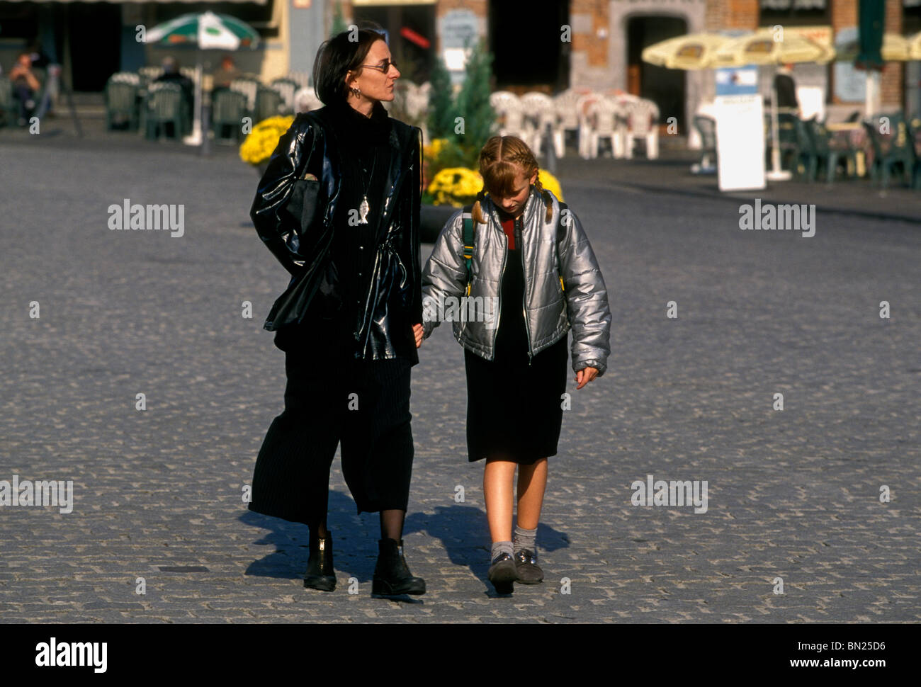 Belgians, Belgian people, Belgian, people, mother and daughter, walking ...