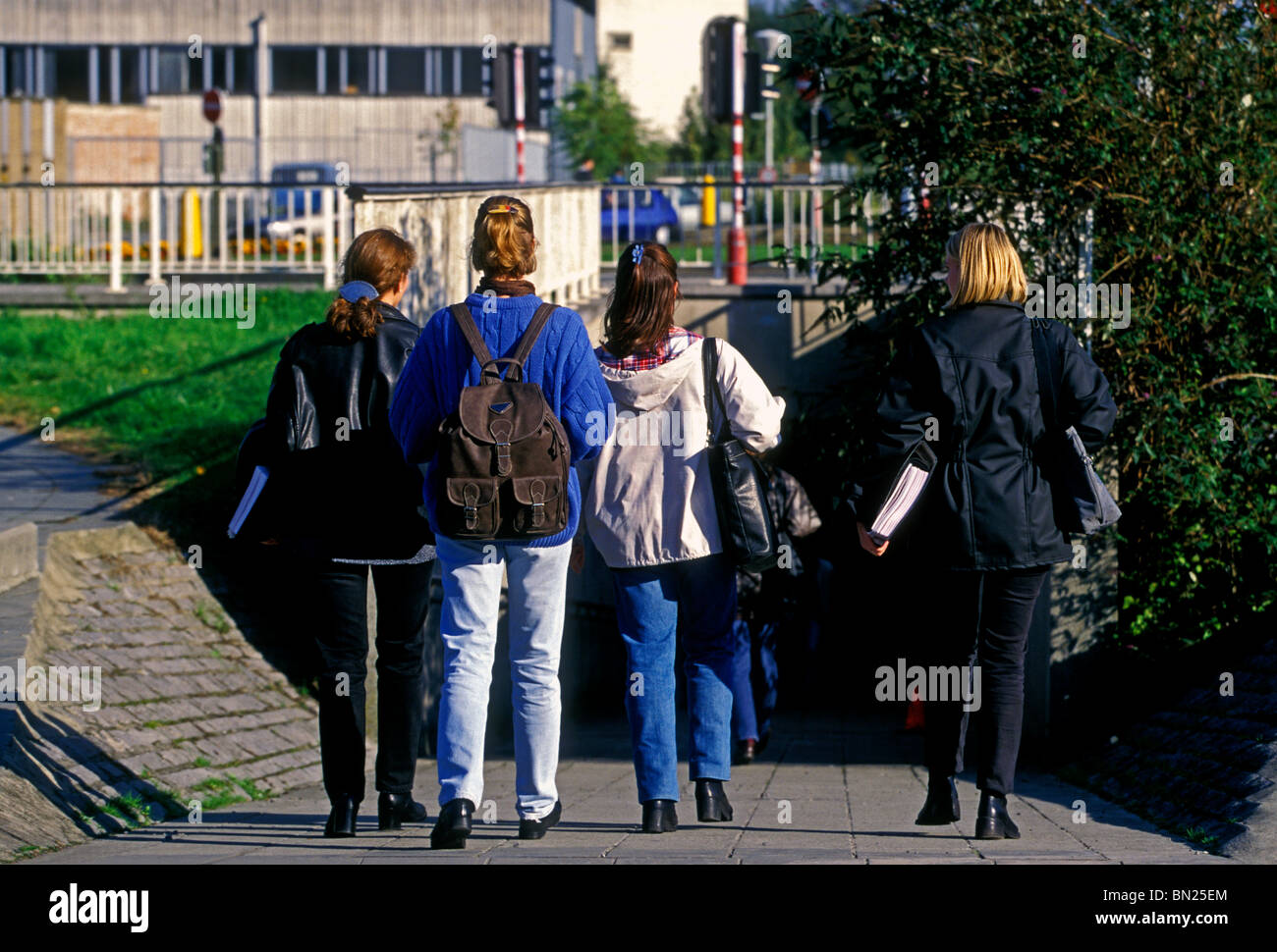 Belgian people young women female students on campus at The University ...
