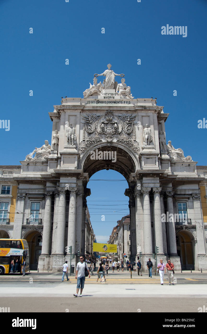 Europe, Portugal, Lisbon. Black Horse Square. Historic 19th century ...