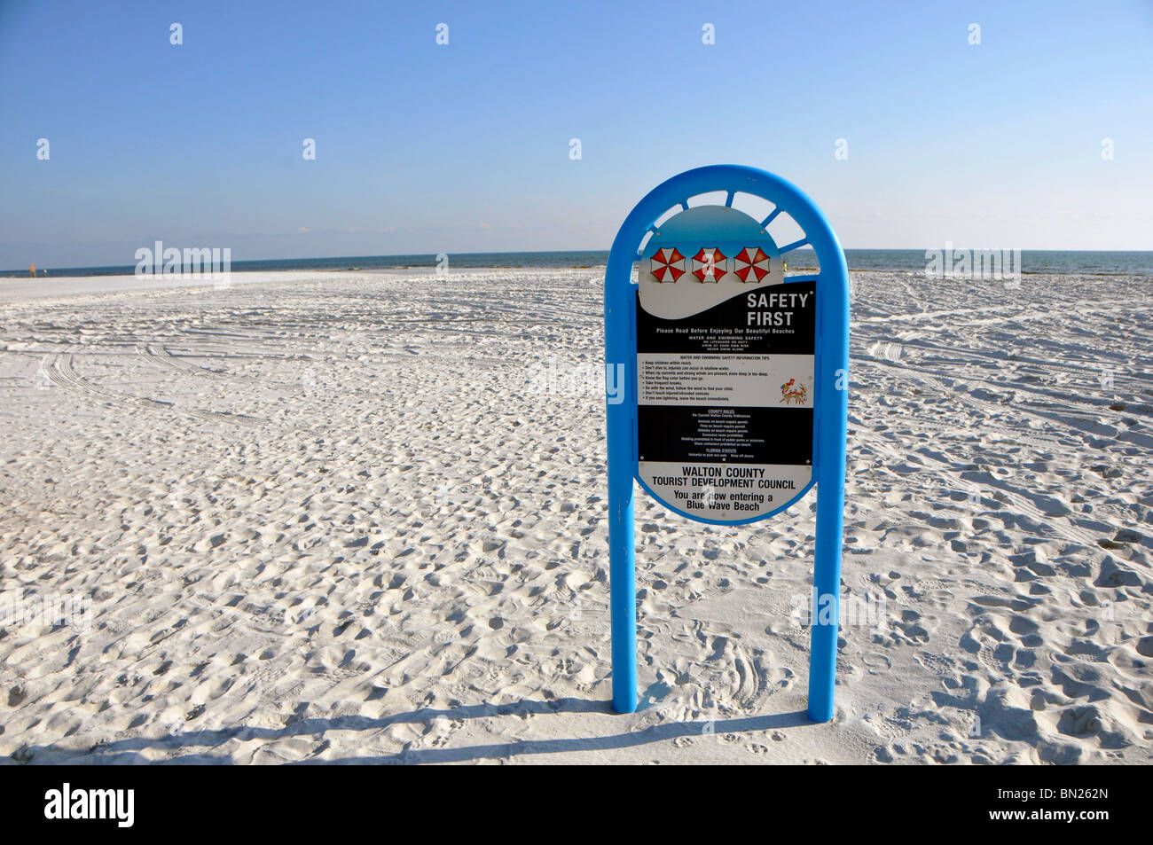Beach Notice sign Panama City Florida beach Stock Photo - Alamy