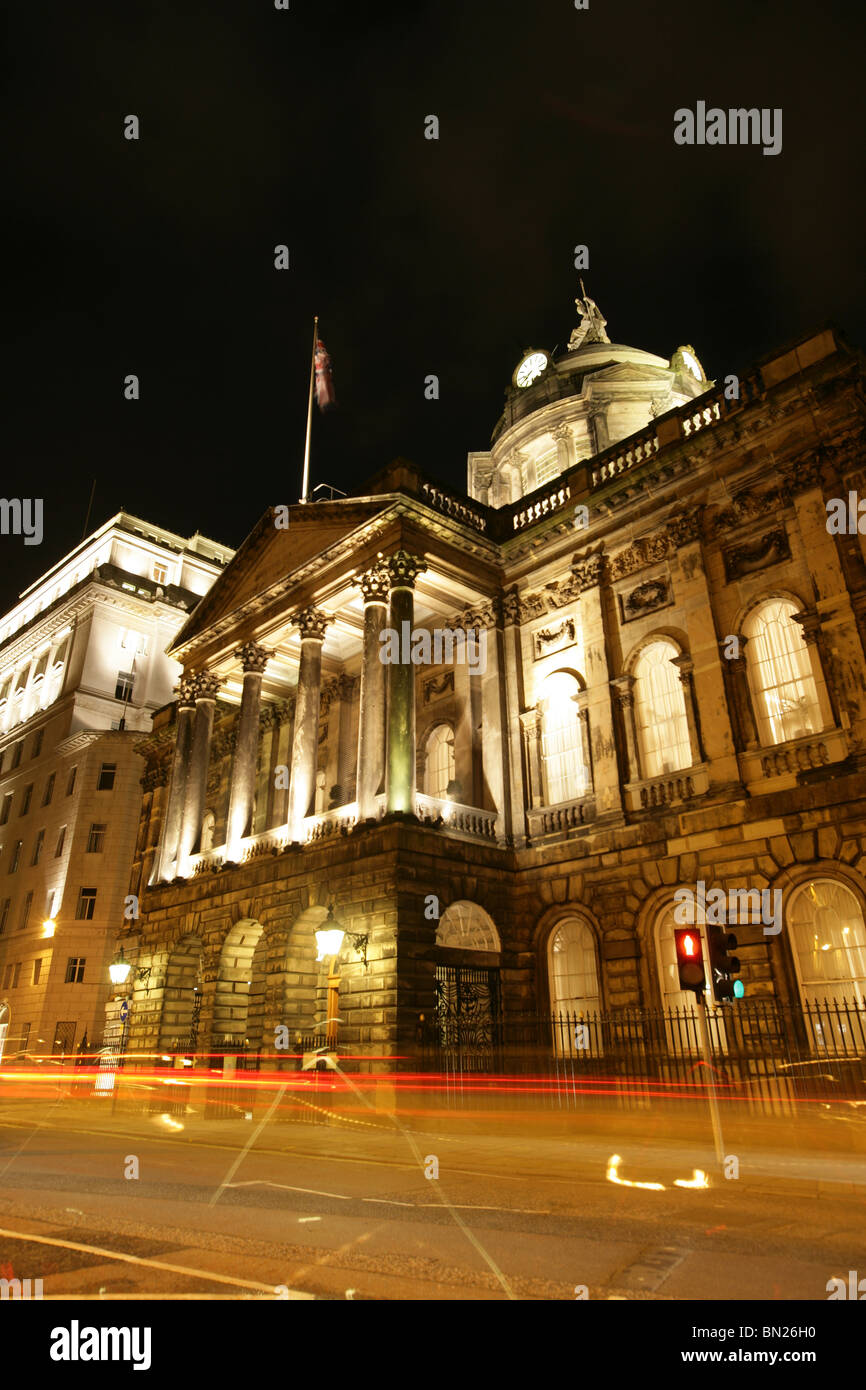 City of Liverpool, England. Night view of Liverpool Town Hall which is ...