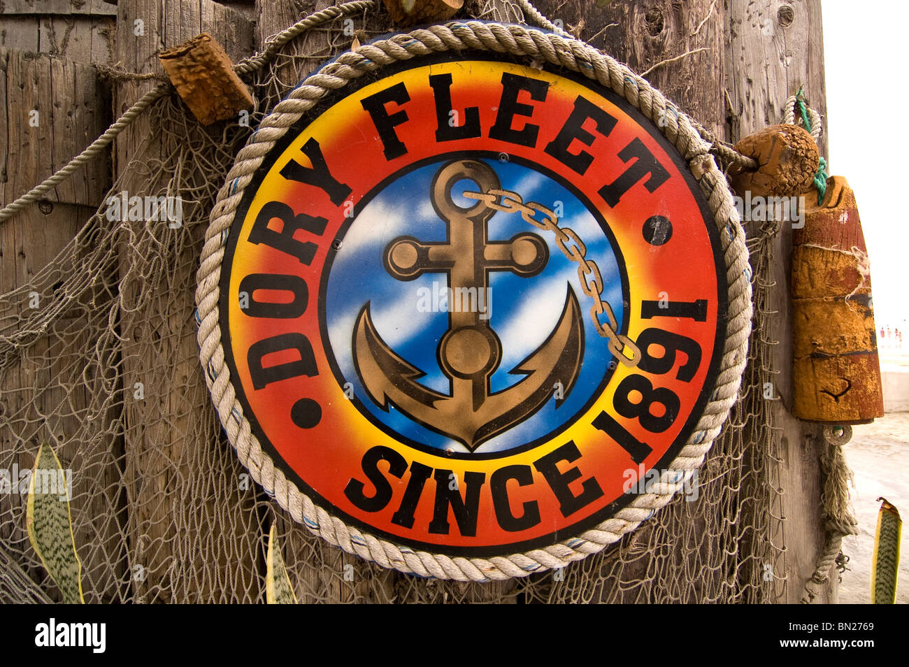 The Newport Beach Dory Fishing Fleet sign in Newport Beach, California ...