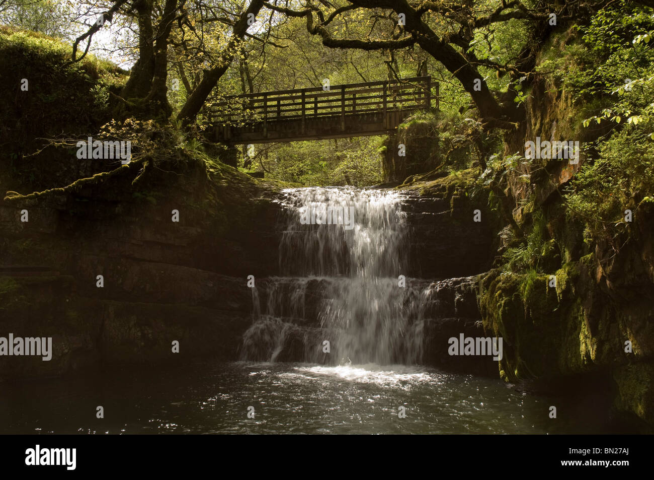 Waterfall, Sychryd Valley, Ystradfellte, Brecon Beacons National Park ...