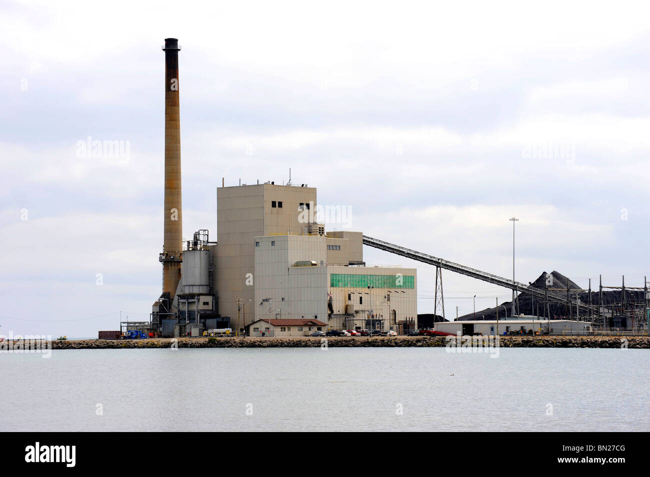 Coal fired electrical power station at Harbor Beach Michigan Stock ...