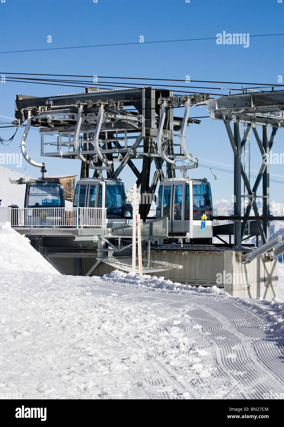 Swiss Alps aerial: Cable Cars going from Beatenberg and arriving on ...