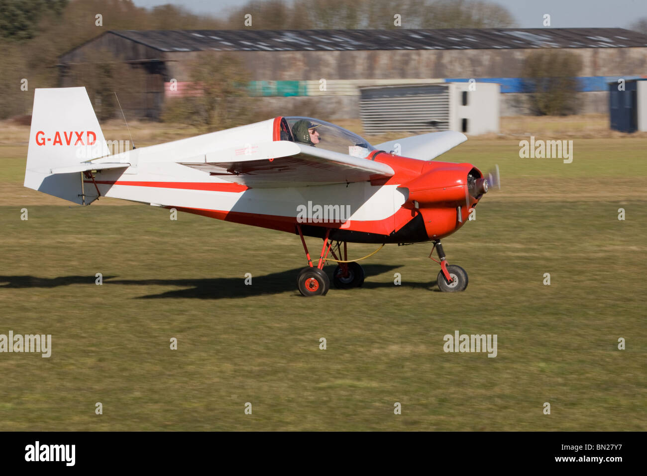Tipsy T66 RA45 Series 3 Nipper G-AVXD landing at Breighton Airfield ...