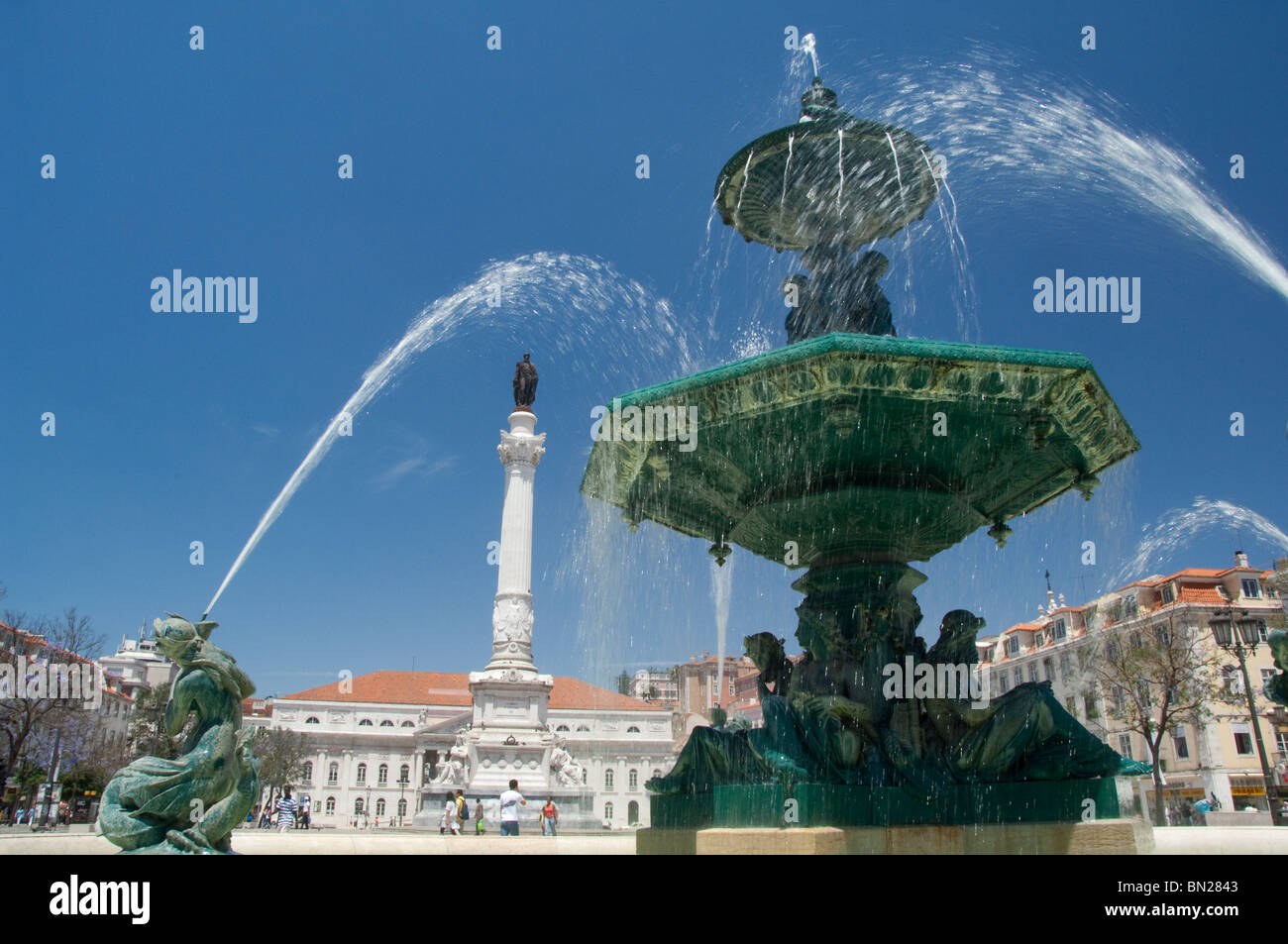 Europe, Portugal, Lisbon. Historic Rossio Square (aka Praca Dom Pedro ...