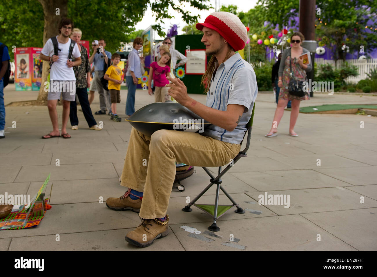 Daniel Waples plays a Hang, a Swiss designed instrument, on London's ...