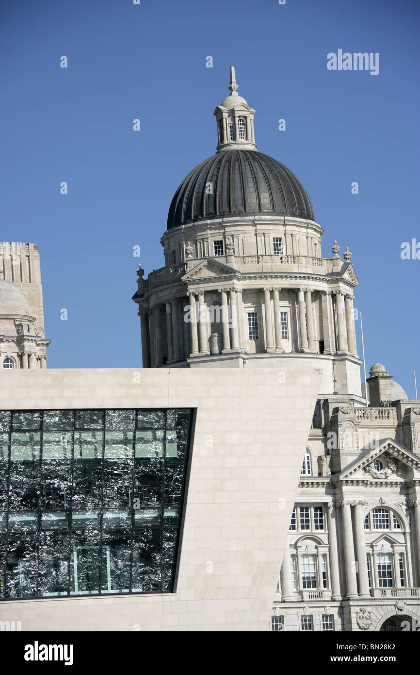 City of Liverpool, England. Close up view of the Mersey Ferry terminal ...