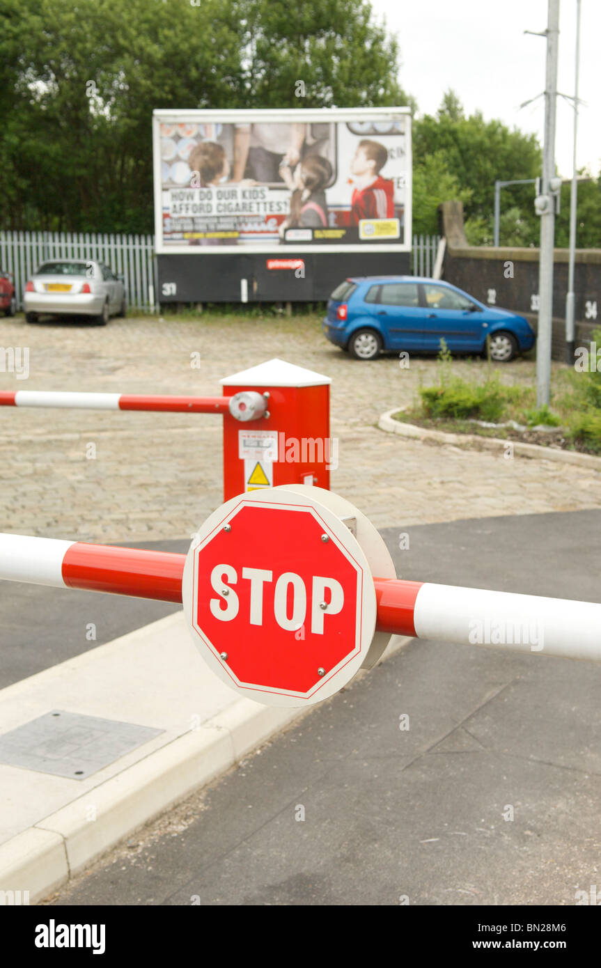 Car park barrier stop sign Stock Photo - Alamy