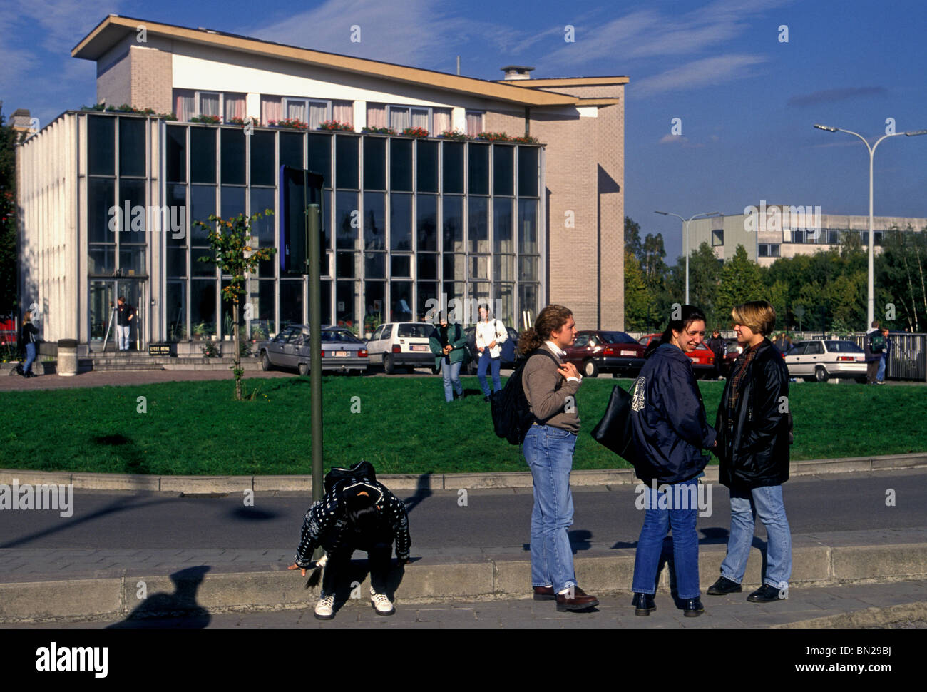 Belgian people young women female students on campus at The University ...