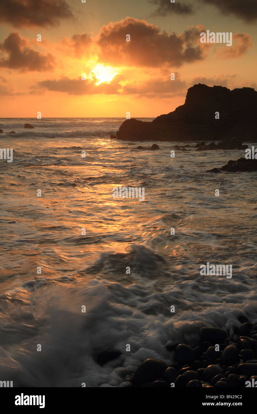 Sandymouth Bay -Sunset, North Cornwall, England, UK Stock Photo - Alamy