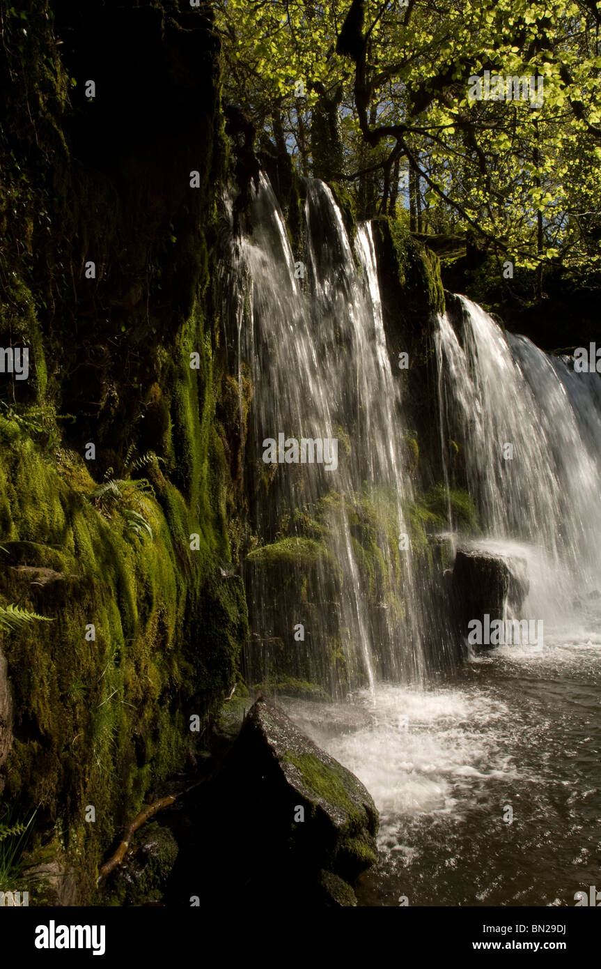 Upper Sgwd Ddwli waterfall, Ystradfellte, Brecon Beacons National Park ...
