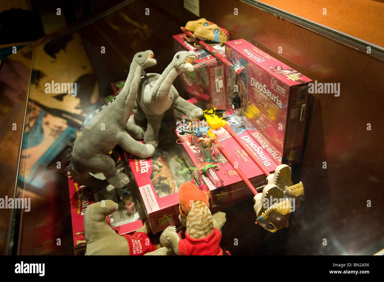 Toy dinosaurs on display in the Natural History Museum, London 2010 ...