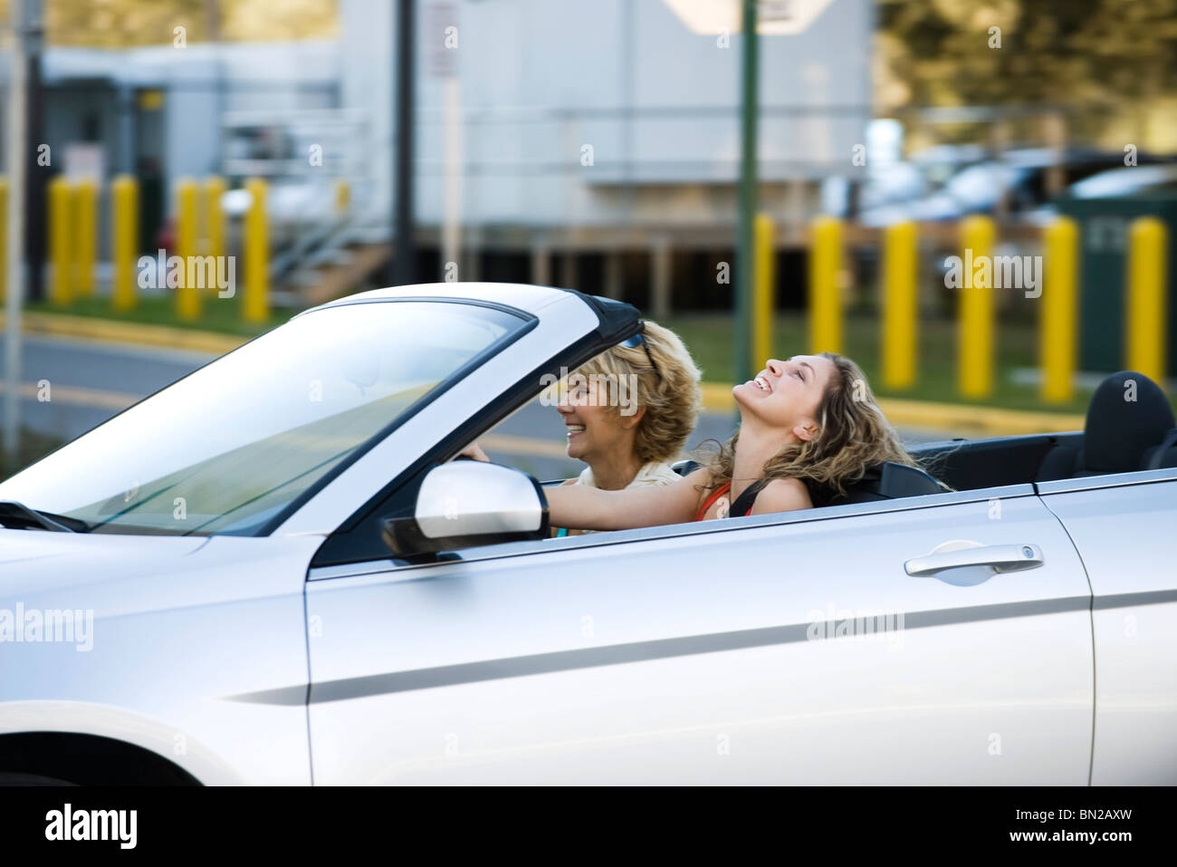 Back View Two Young Women Convertible High Resolution Stock Photography ...