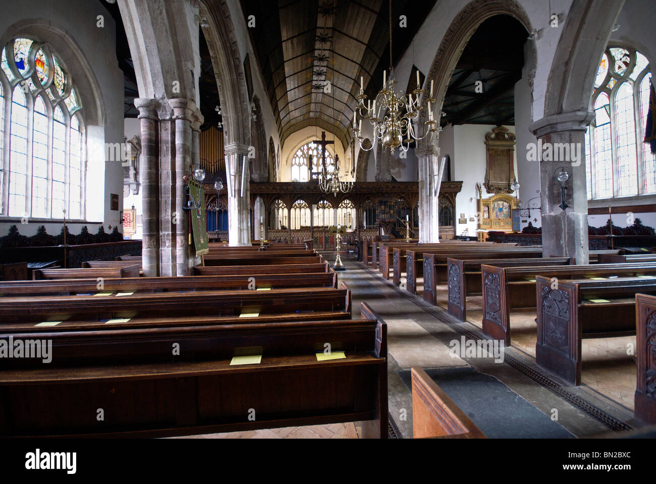 Dartmouth Devon UK Parish Church Interior Stock Photo - Alamy